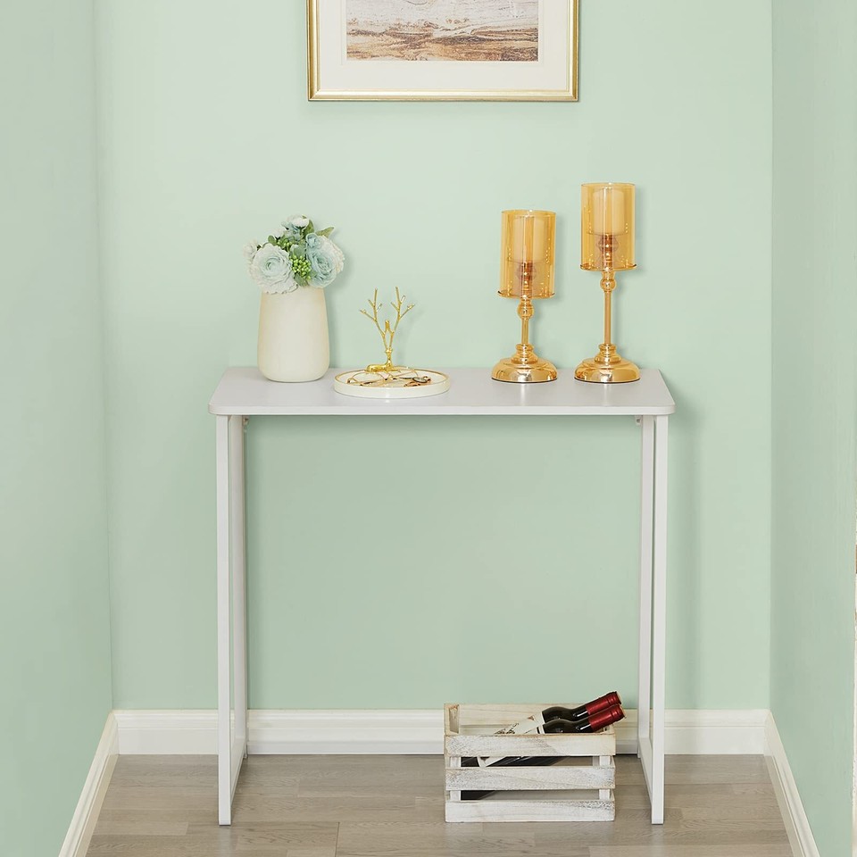 Folding Desk 31.5" Small Desk For Small Spaces Easy Assemble Foldable ...