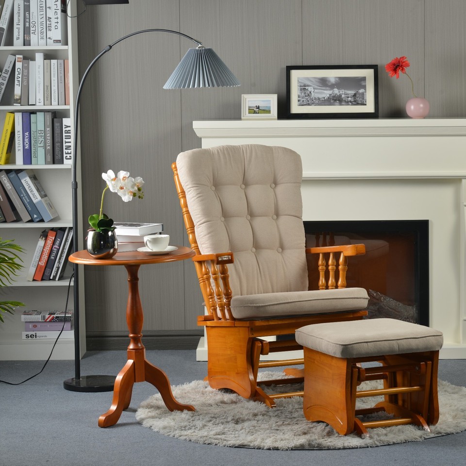 Glider Chair Thick Cushion Rocking Chair with Ottoman for Nursing ...