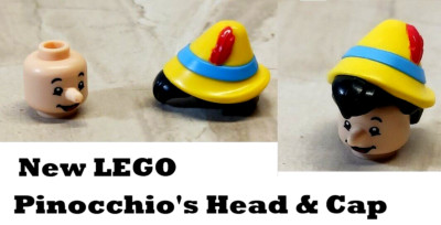 New LEGO Boy Puppet Child Disney Pinocchio Head Long Nose Feather Cap ...