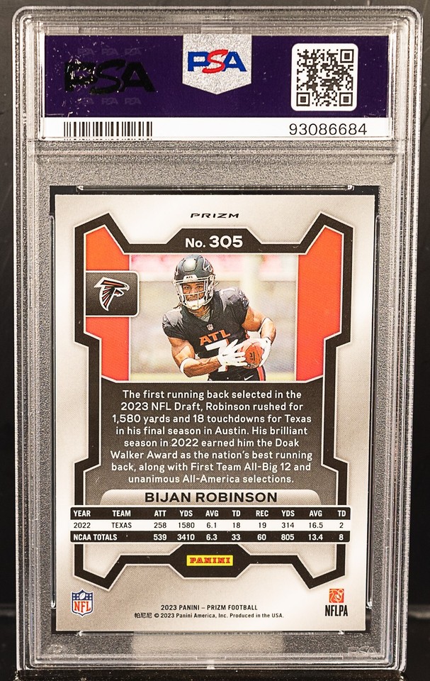 93086684 Bijan Robinson 2023 Panini Prizm #305 Neon Green Pulsar Rookie ...