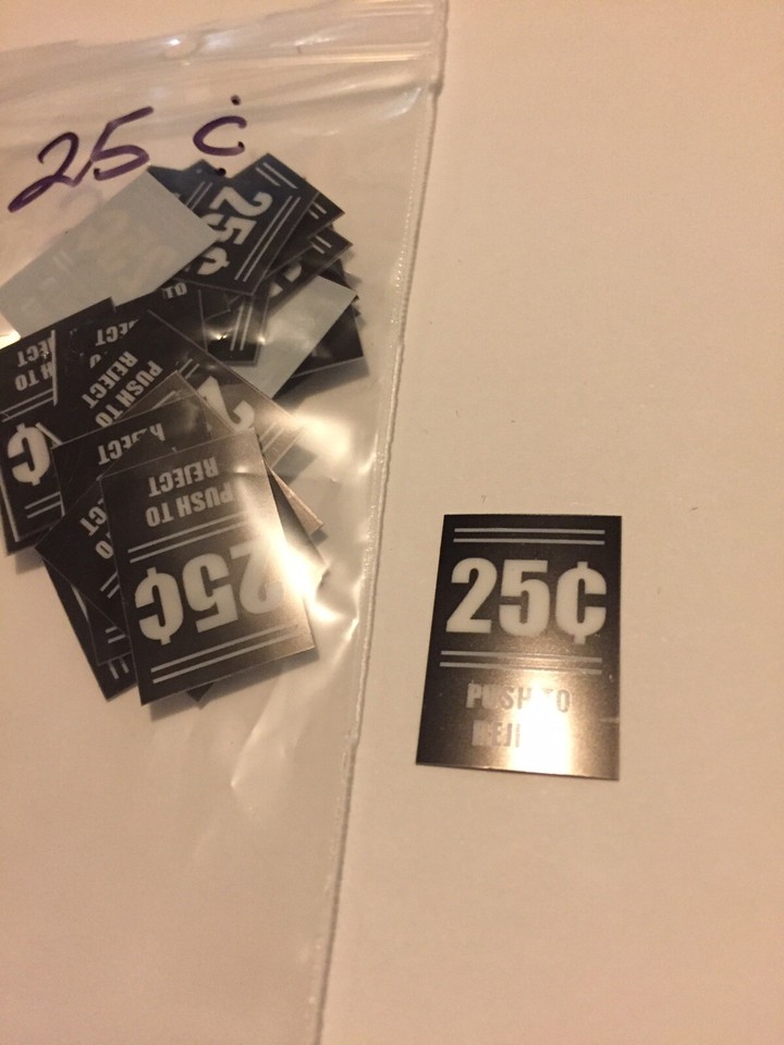 Push To Reject Arcade Coin Door Button Insert - .25¢ Cents - 10 Pack ...
