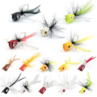 5/15pcs Fly Fishing Popper Flies Lures Topwater Trout Panfish Bass ...