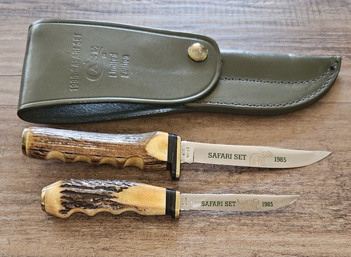 CASE XX 1985-SAFARI SET, LIMITED EDITION, 5 FINN & M5F, LEATHER SHEATH ...