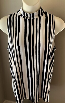 CHICO'S Stripe Tunic Top Chico's SIZE 3 Sleeveless MOCK NECK Shirt ...