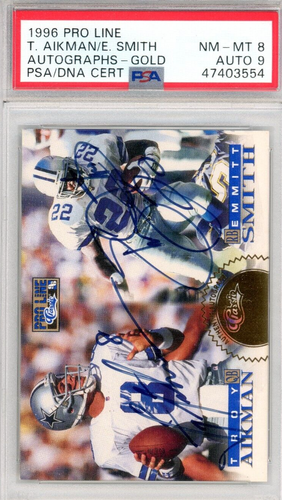 TROY AIKMAN EMMITT SMITH 1996 PRO LINE AUTOGRAPH /250 PSA 8 AUTO9 ...