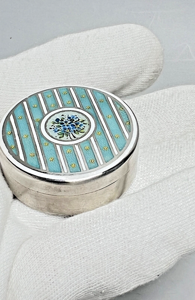 Antique German Mayer Martin Sterling Silver Guilloche Enamel Pill Box ...