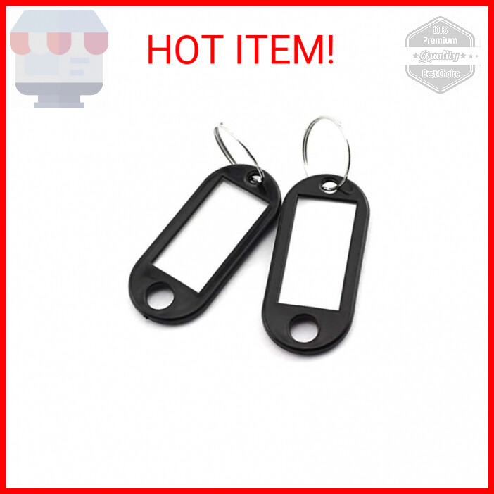 Lind Kitchen 40pcs Black Key Ring Label Tags Plastic Keys Holder and ...