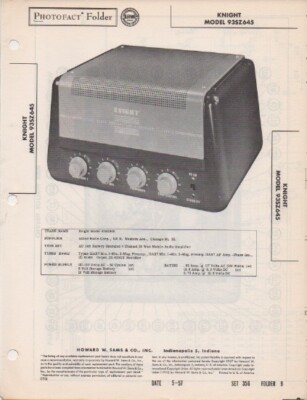 1957 KNIGHT 93SZ645 AMPLIFIER SERVICE MANUAL photofact SCHEMATIC ...