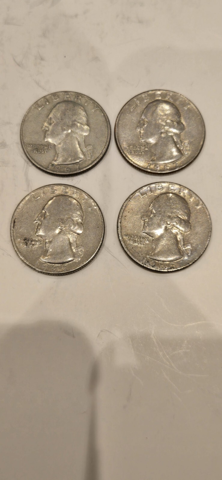USA 1965 1967 Washington Quarter 25 Cents American Quarters 25c Coins ...
