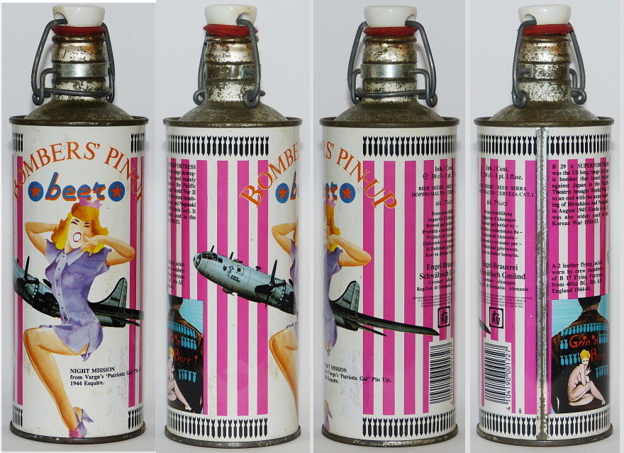Bomber's Pin - UP Beer Empty Can / Varga's Patriotic Gal / Pin Up Girl ...