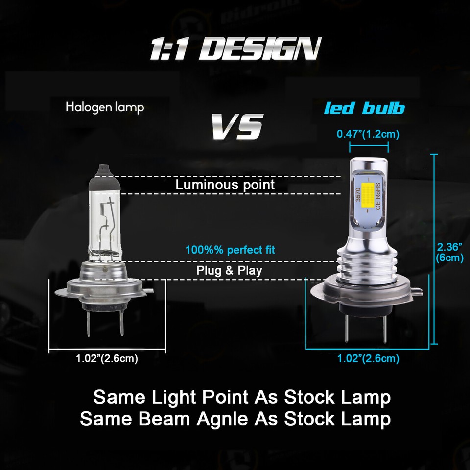 H7 LED Headlight Bulbs Kit For Kawasaki Ninja 650R EX650C 2009-2011 ...
