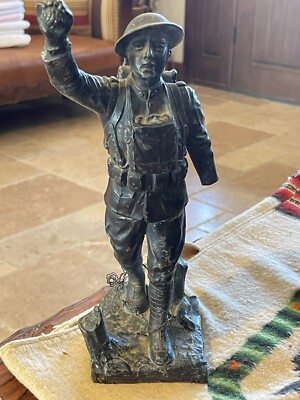 ANTIQUE “WWI Spirit of the American Doughboy” STATUE SCULPTURE E.M ...