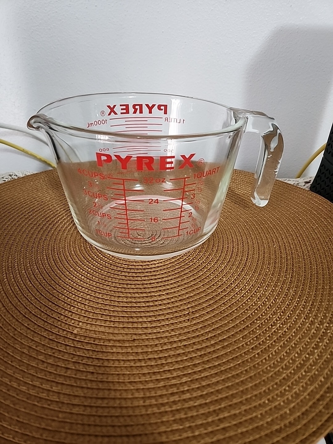 Vintage Pyrex 532 Glass Red Letters Large Handled Measuring 4 Cup 1 Qt ...