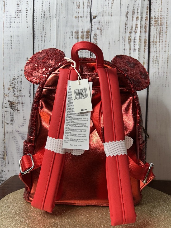 Disney Parks Red Loungefly Minnie Mouse Sequin Backpack Hidden Minnie’s ...