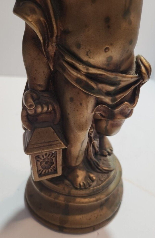 Vintage 1965 Universal Statuary Corp Cherub Holding Lamp Statue Bronze ...