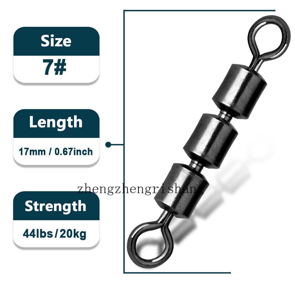 50-100PCS High Speed 3 Roller Swivels 3 Bead Rolling Chain Swivel Size ...