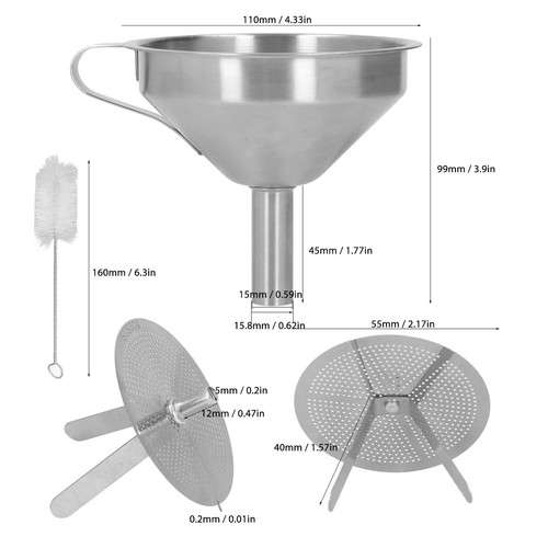 Kitchen Large Funnel Comfortable Grip Stainless Steel Funnel Stable For ...