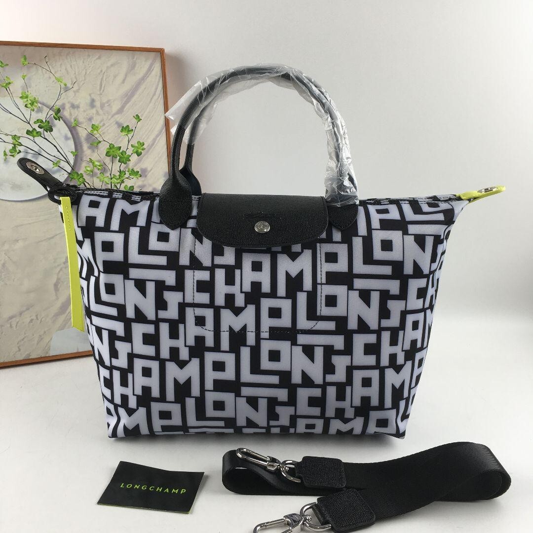 LONGCHAMP Le Pliage LPG Monogram Bag white M size Japan | eBay