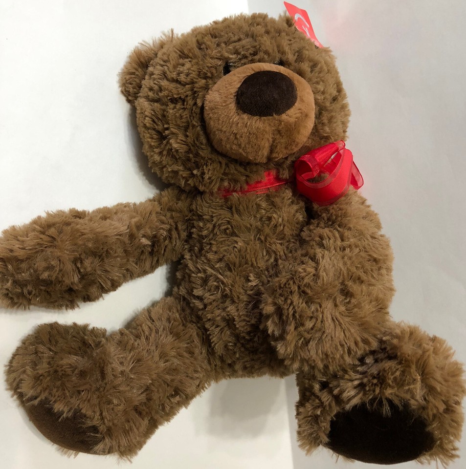 Aurora Bear 15" Coco Bear Brown Stuffed Animal With Red Bow-PB1 | eBay