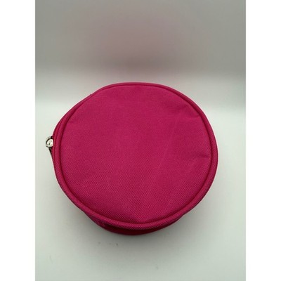 Pink Round Makeup Bag Cosmetic Organizer Travel Pouch Zip Closure | eBay
