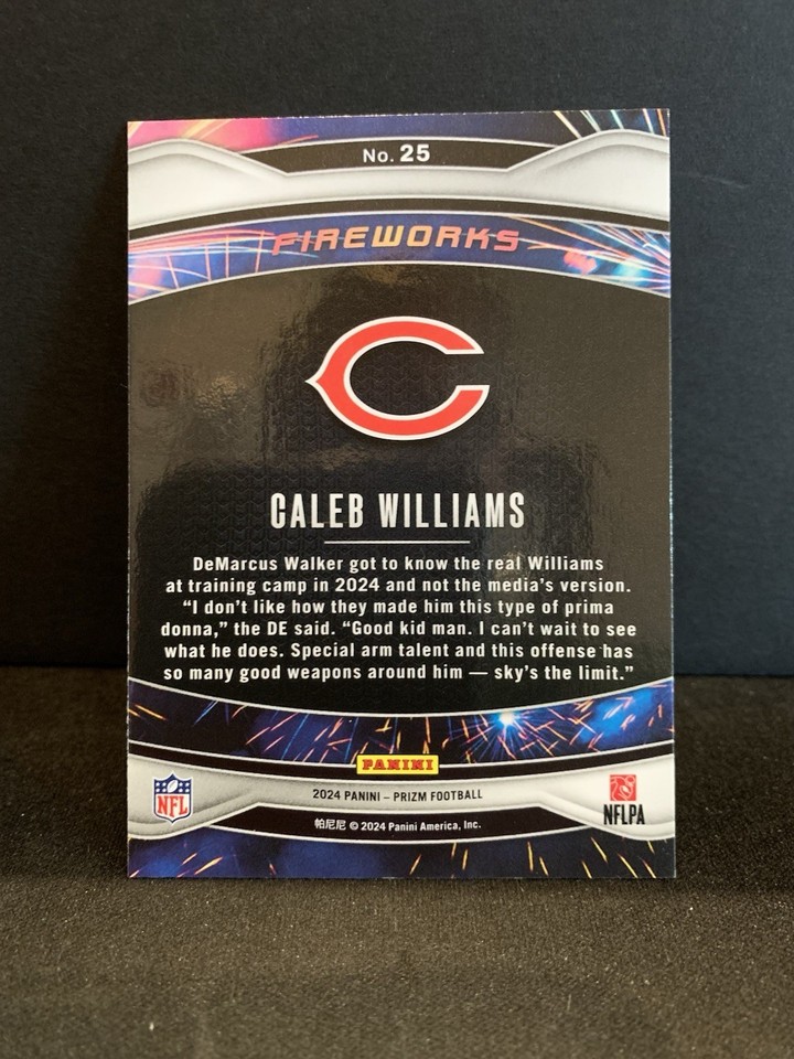 2024 PANINI PRIZM FOOTBALL CALEB WILLIAMS ROOKIE BEARS FIREWORKS #25 RC ...
