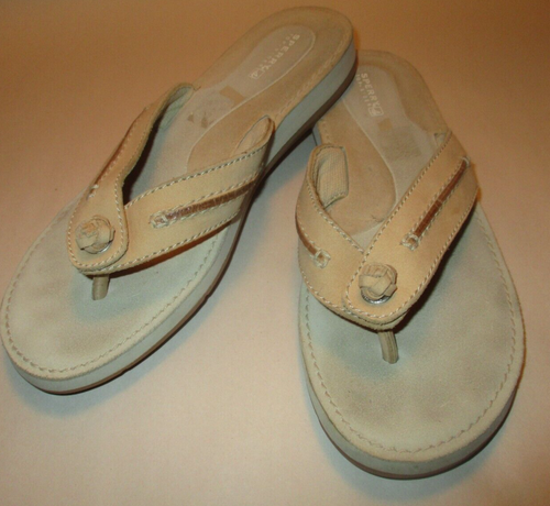 Sperry Top-Sider Womens 9M Natural Color Suede Thicker Sole Flip Flop ...