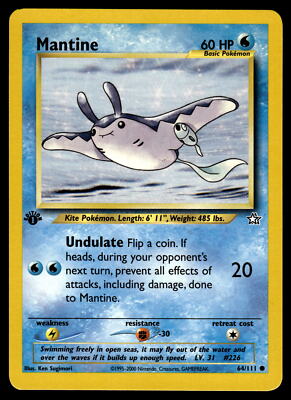First Edition Mantine #064/111 Neo Genesis Pokemon Near Mint or Better | eBay