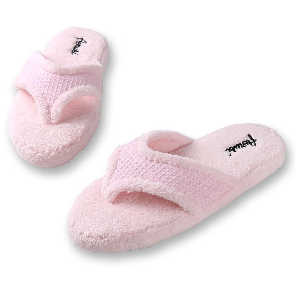 Cozy Open Toe Plush Cotton Flip Flops Lady Anti Slip Spa Indoor Soft ...