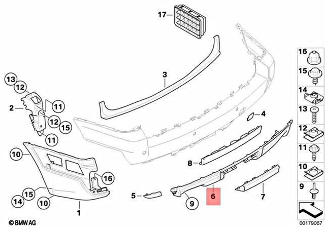 Genuine BMW X3 Rear Lower Bumper Trim Panel Black Plastic Cover E83 ...