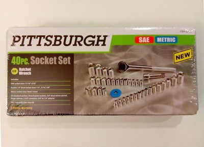 Pittsburgh 40 pc 3/8" Ratchet Socket Set SAE Metric | eBay