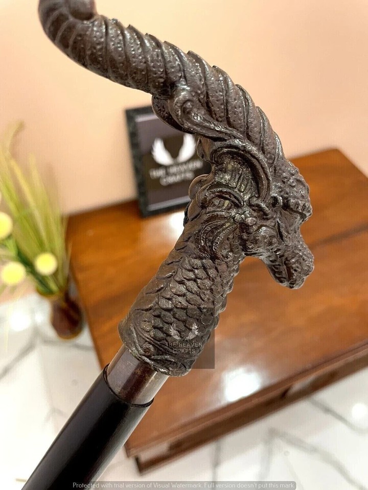 Antique Style Dragon Face Cane Victorian Walking Stick Handmade ...