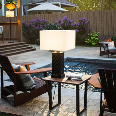 Modern Box Black Outdoor or Indoor Square Table light Lamp 27. 25 in ...