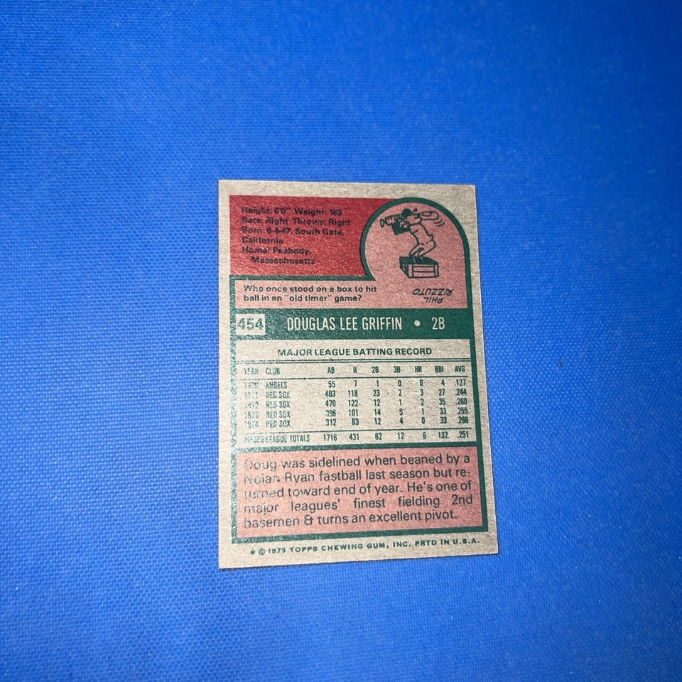 1975 Topps Mini # 454 Doug Griffin Card Boston Red Sox MLB 🔥1015 | eBay