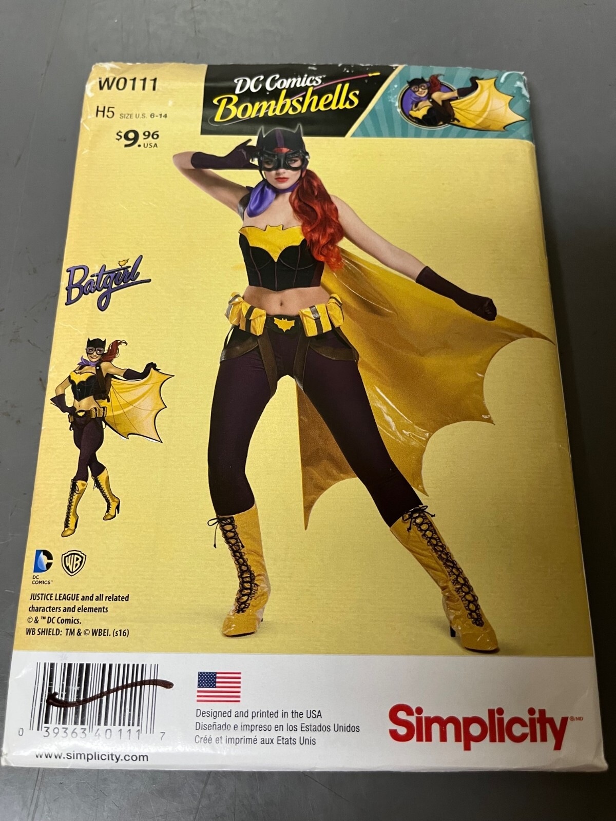 Simplicity 8197 UNCUT Sewing Pattern, DC Bombshells Batgirl Costume ...