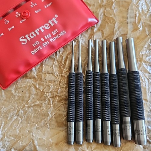 Starrett 8 Piece Drive Pin Punches 1/16" - 5/16" Set No. S 565 Pouch ...