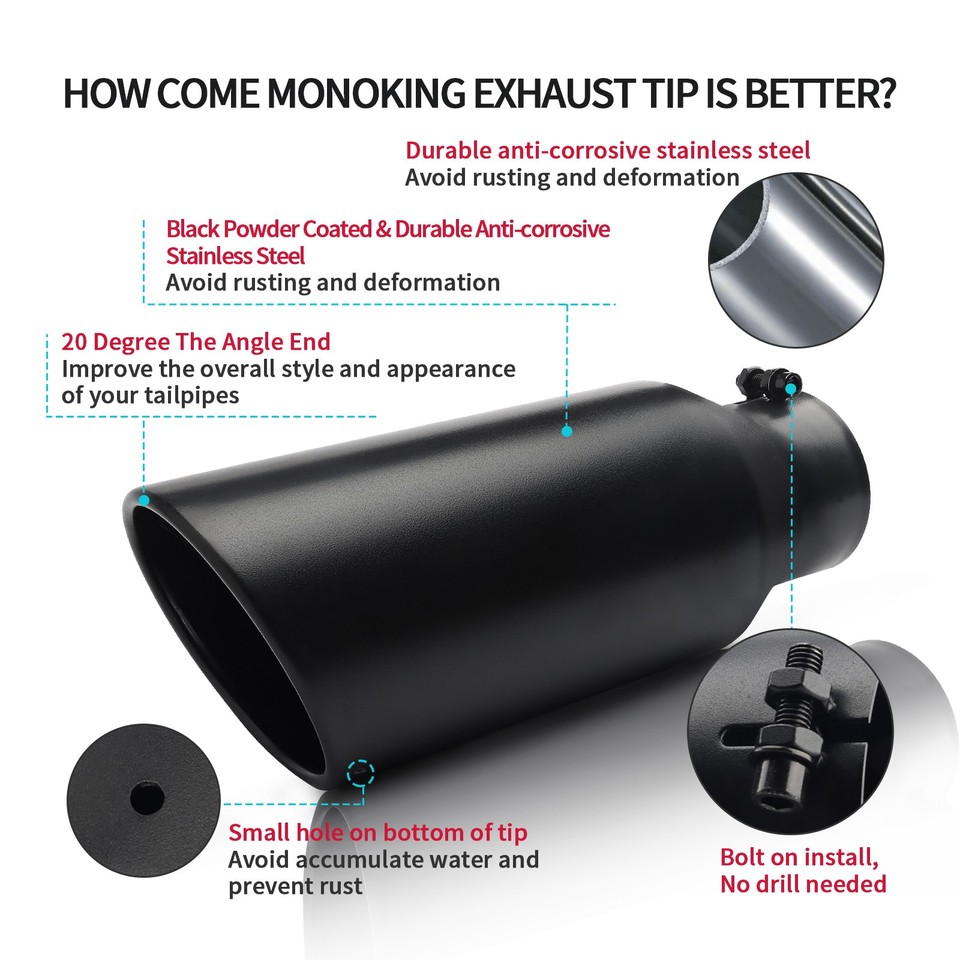 4in Inlet 6in Outlet 15in Long Exhaust Tip Diesel Tail Pipe Black ...