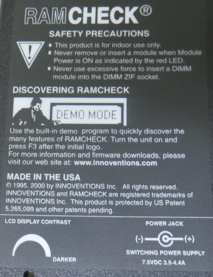 Innoventions INN-8668 RamCheck Advanced Memory Tester w/Case, P/S ...