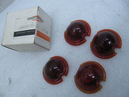 4 NOS Harley Davidson red glass lenses Knucklehead Panhead Flathead ...
