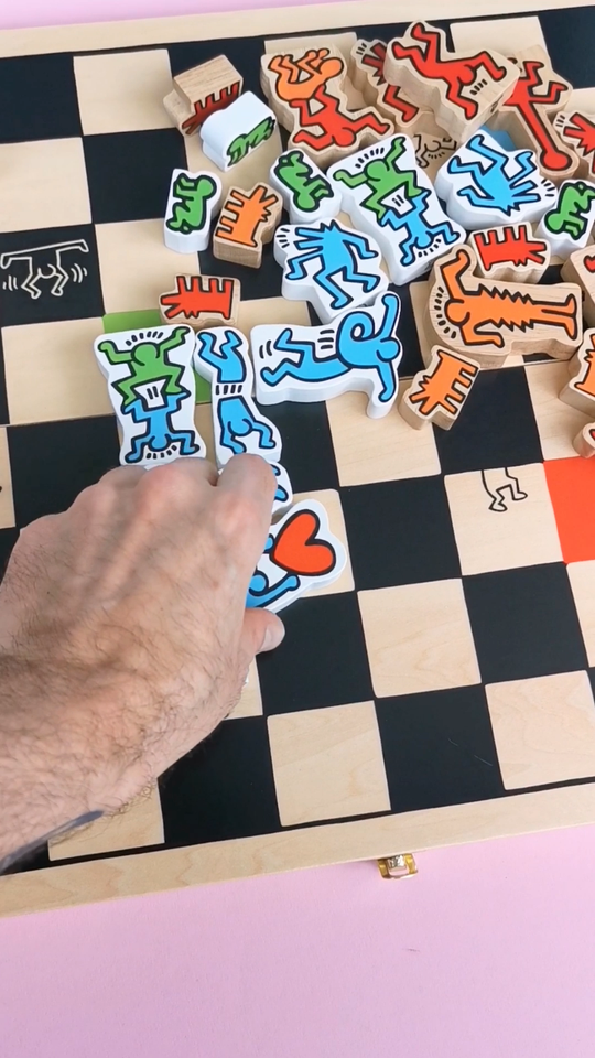 Keith Haring colorful chess set game art toy wooden in box Limited ...