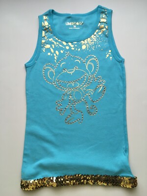 NWT Limited Too Sky Blue W Gold Sequin Hemline Silver Gold PJ Monkey ...