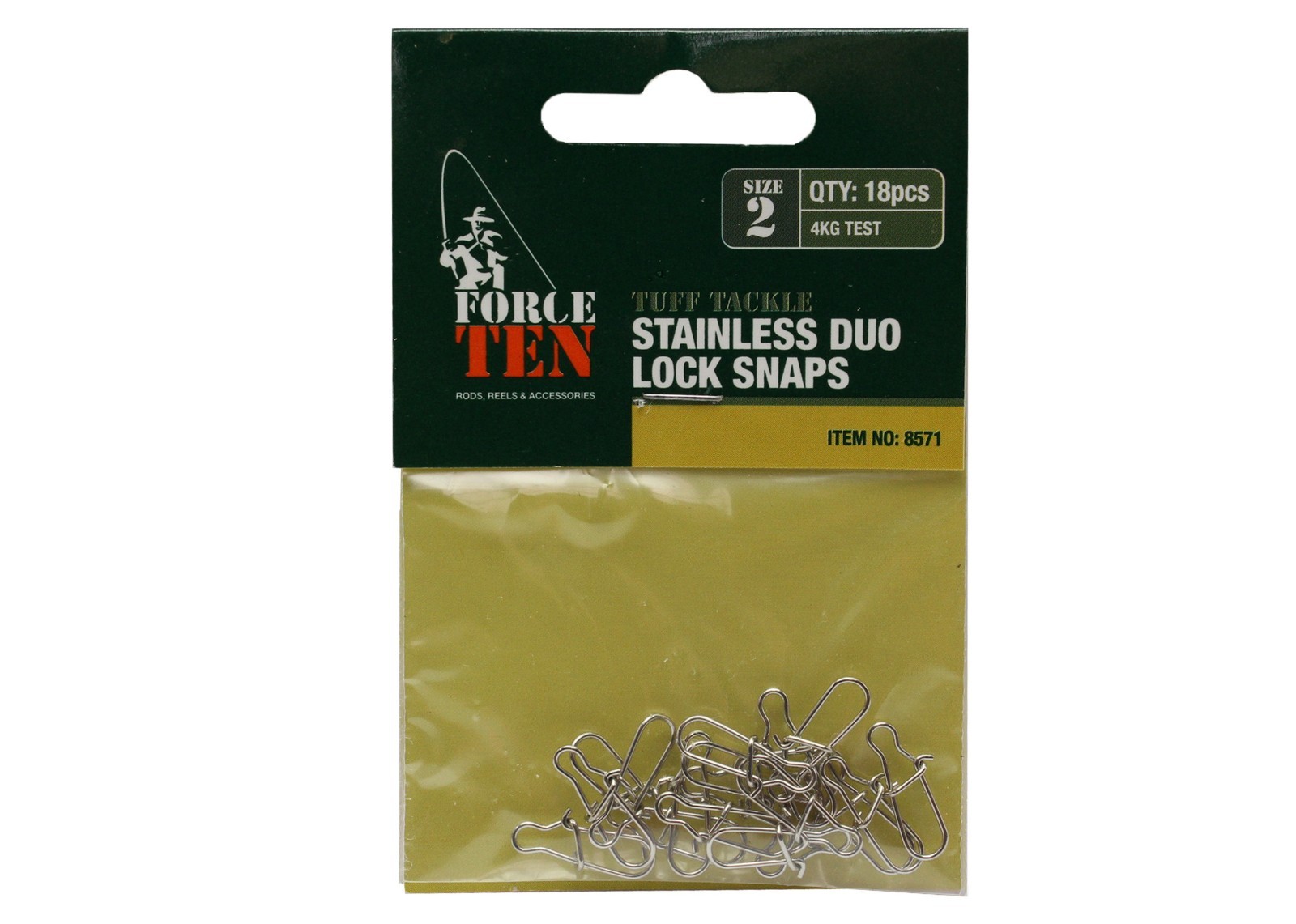 STAINLESS STEEL DUO LOCK SNAPS SIZE: 2 QTY: 18PCS FORCE TEN TACKLE 8571 ...