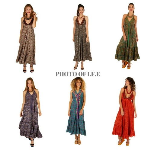 10 PC Lot Backless Dress Indian Silk Dress Women Bohemian Dress... | eBay