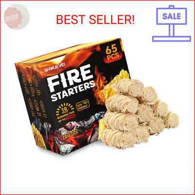 Shwuevei 65 pcs Fire Starter - Natural Fire Starters for Fireplace ...