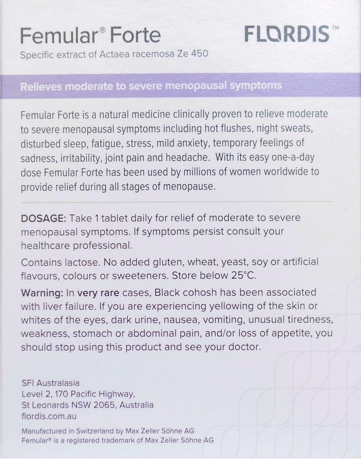 Flordis Femular Forte 30 Tablets Relieve Moderate, Severe Symptoms of ...