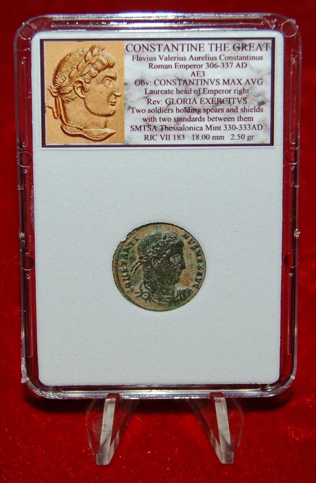 Ancient Roman Empire Coin CONSTANTINE THE GREAT Two Roman Soldiers ...