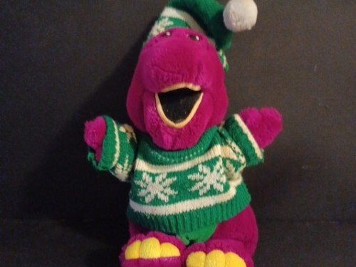 Vintage Barney Dakin Christmas Stuffed Plush Green Sweater & Hat ...