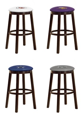 Wood Bar Stool NFL 24" Tall Team Logo Decal on Colored Vinyl Man Cave ...