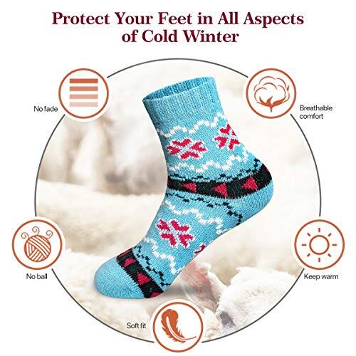Womens Socks Winter - Christmas Gifts for Women - Thick Wool Soft Warm ...