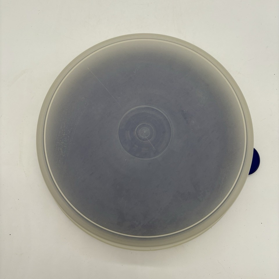 Tupperware Large Round Pie Cupcake Container 12” Blue Lid, Sheer ...