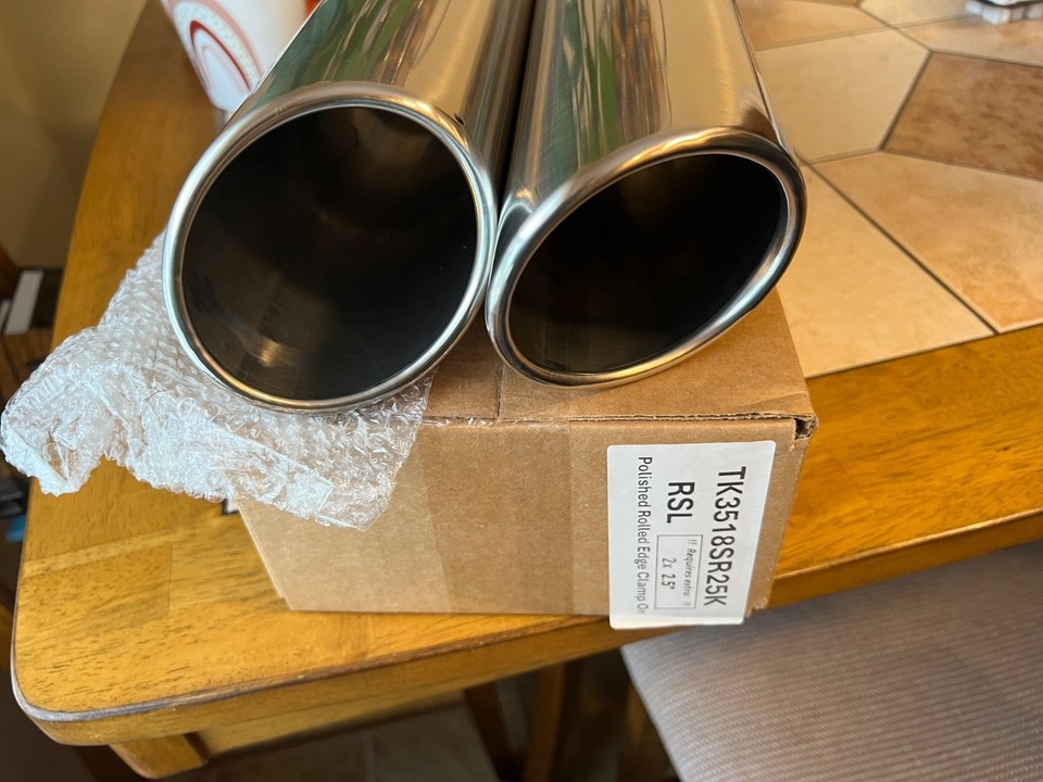 slash rolled edge clamp-on polished exhaust tips 2.5”x3.5”x18” | eBay